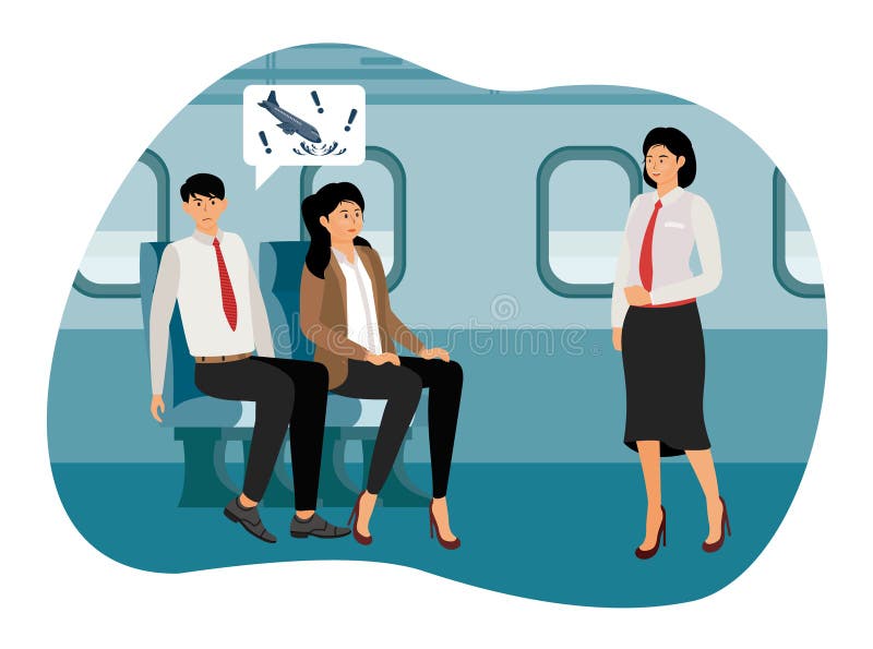 Panic Attack during Flight. Man Scared in Plane. Stock Illustration ...