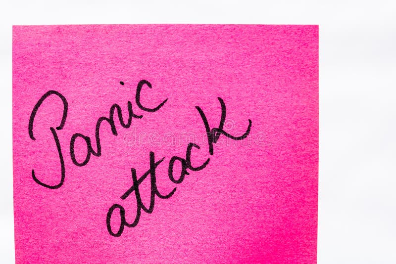 Panic Attack Handwriting Text Close Up Isolated on Pink Paper with Copy ...