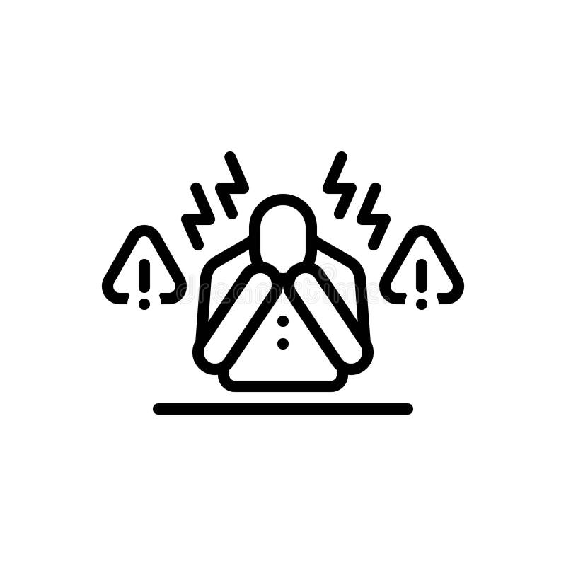 Black Line Icon for Panic Attack, Panic and Anxiety Stock Vector ...