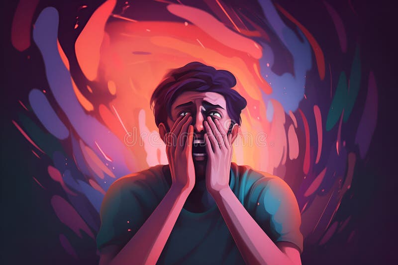 Panic Attack and Mental Disorder Concept Creative Illustration. AI Generated Stock Illustration ...