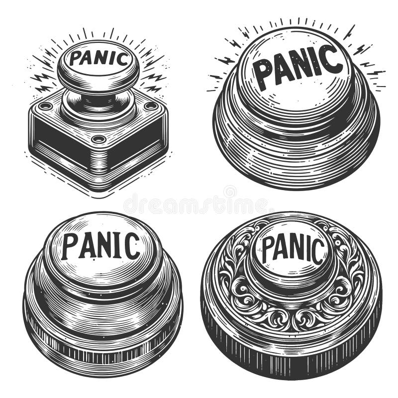 Panic Button Engraving Set Vector Collection Stock Illustration ...