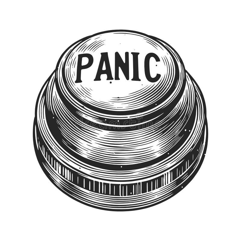 Panic Button Vintage Engraving Sketch Raster Stock Illustration ...