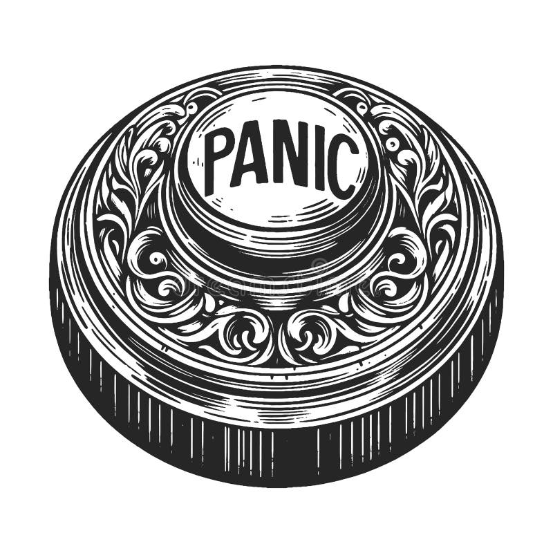 Panic Button Vintage Engraving Sketch Raster Stock Illustration ...
