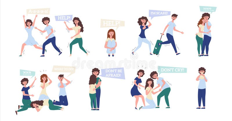 Panic People Flat Set stock illustration. Illustration of trouble ...