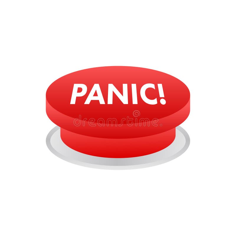 Red Panic Push Button Over White Background, Emergency, Security or Safety Concept, Flat Lay Top ...