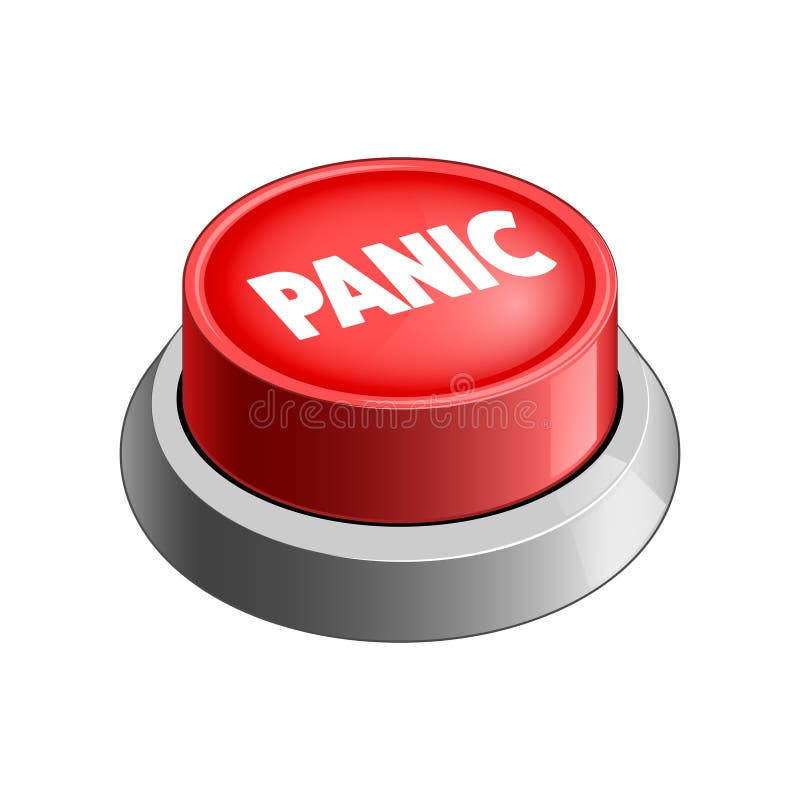 Panic Red Button Raster Illustration Stock Illustration - Illustration ...