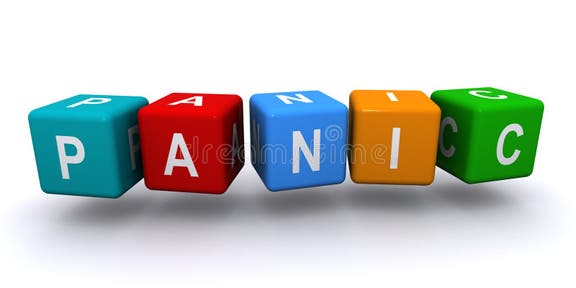 Panic word block on white stock illustration. Illustration of cube ...