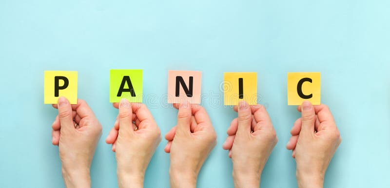 Panic Word Written on Color Paper Cards Panic Text on Blue Table for ...