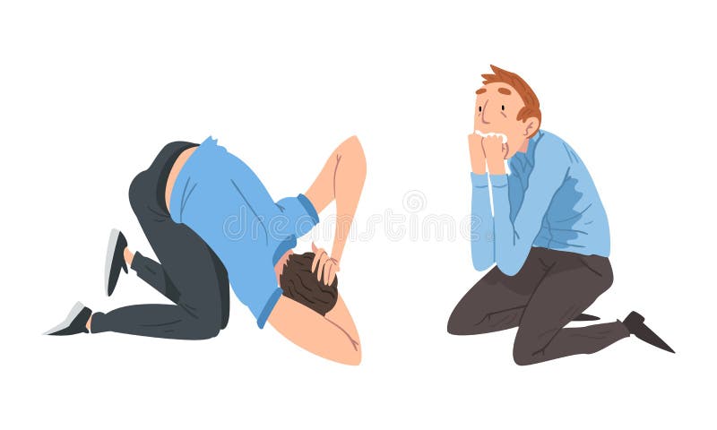Panicked Man Afraid of Something Sitting on the Floor and Shouting with ... Panicked Man Afraid of Something Sitting on the Floor and Shouting with ...