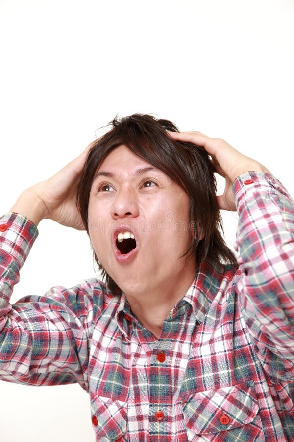 Panicking man stock photo. Image of portrait, single - 62329050