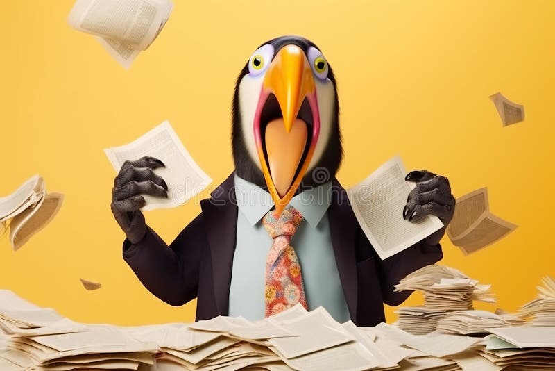 Panicking Shocked Bird Manager Stock Illustration - Illustration of ...