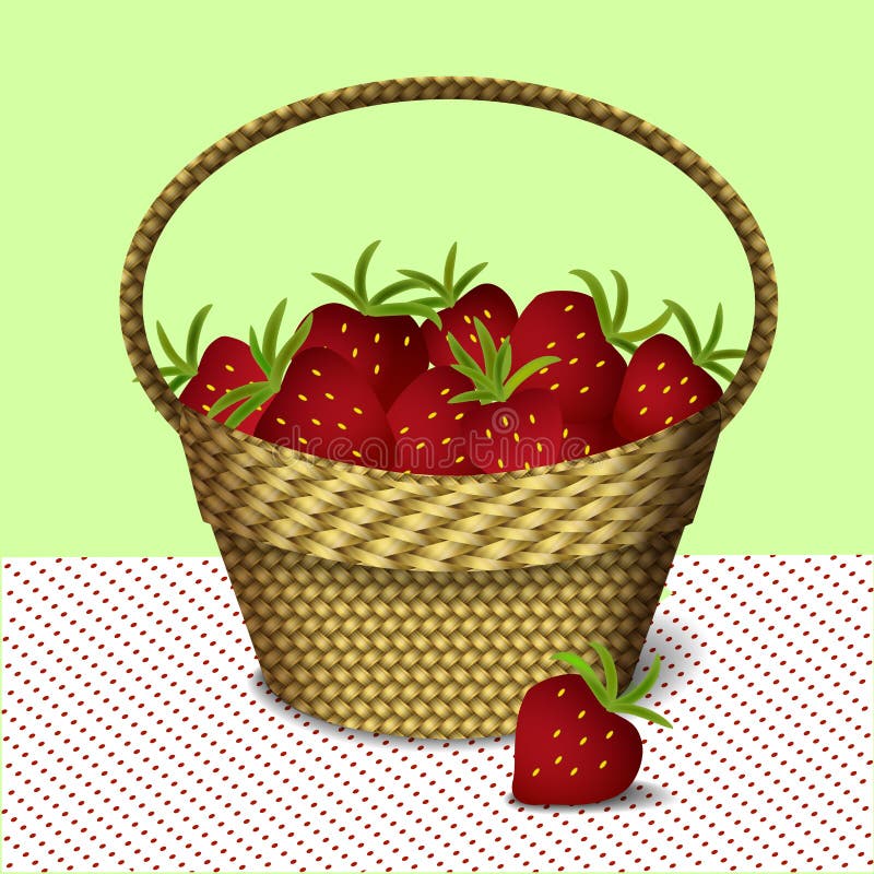 Le Panier Avec Des Fraises Illustration D'aquarelle D'aspiration De ...