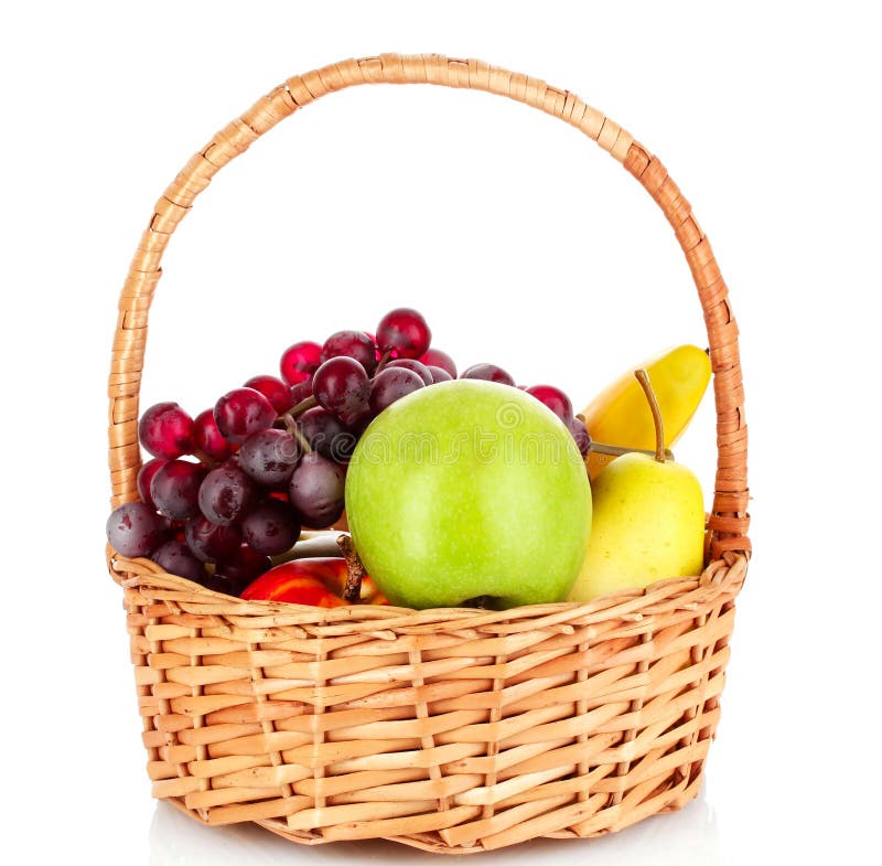 Panier Avec Des Fruits D'isolement Image stock - Image du panier ...