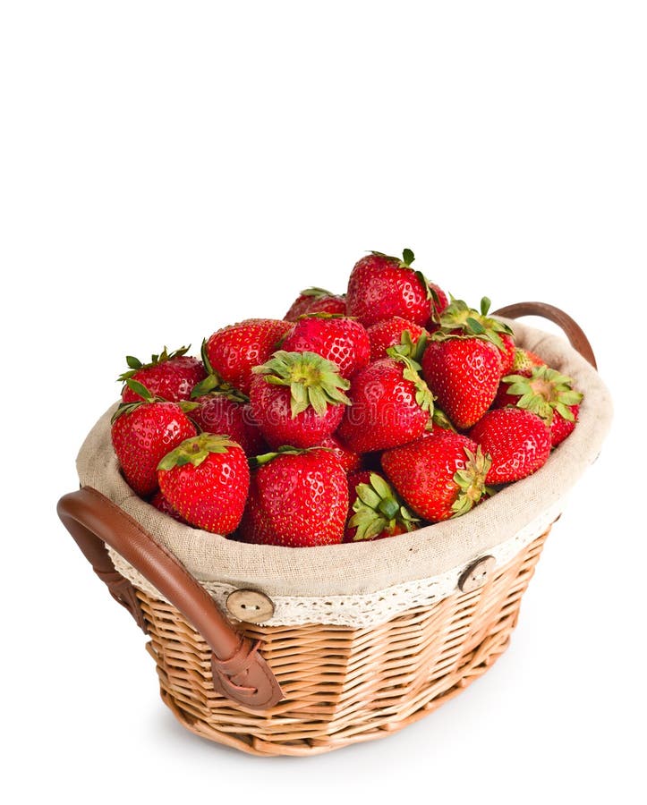 Panier Des Fraises Sur Le Blanc Photo stock - Image du fruits, lame ...