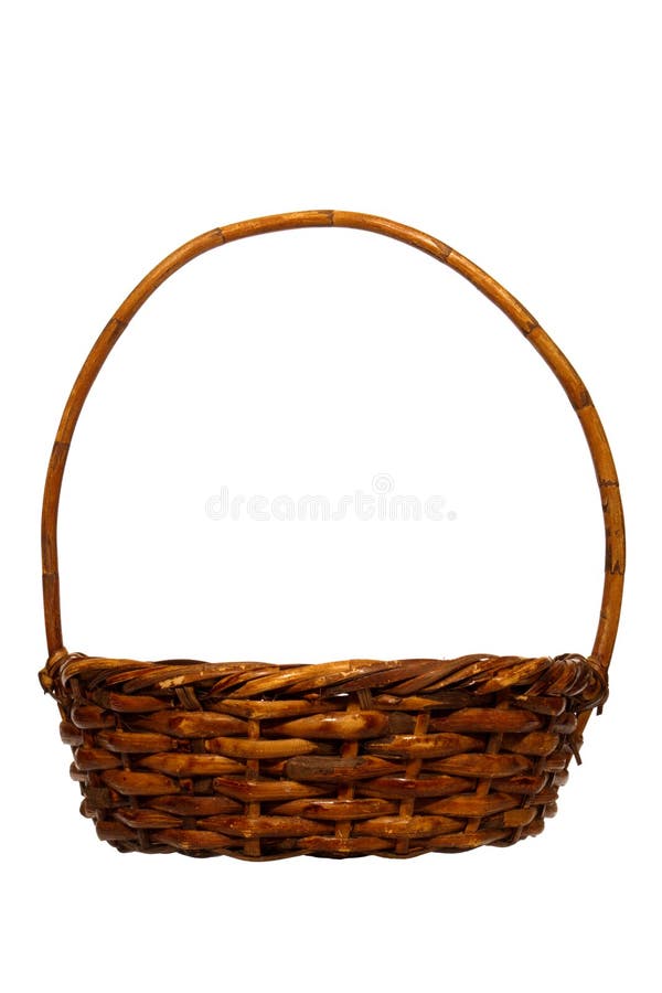 Panier En Osier Rustique Traditionnel Vide Isolé Image stock - Image of ...