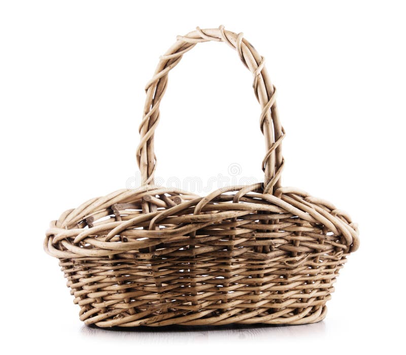 Grand Panier En Osier Vide D'isolement Sur Le Blanc Photo stock - Image ...