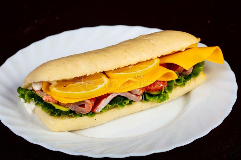 Panini with salmon stock image. Image of fish, tomato - 125430179