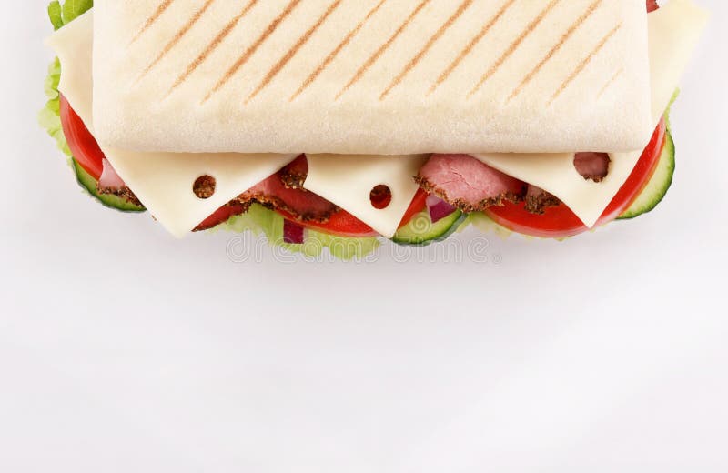 Panini Sandwich Roast Beef on White Background Stock Image - Image of ...