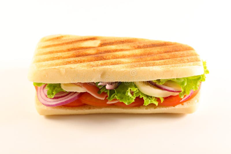 Panini on white stock photo. Image of tomatomozzarella - 141078432