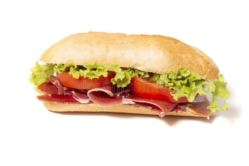 Panino di prosciutto crudo fotografia stock. Immagine di gourmet - 32369038