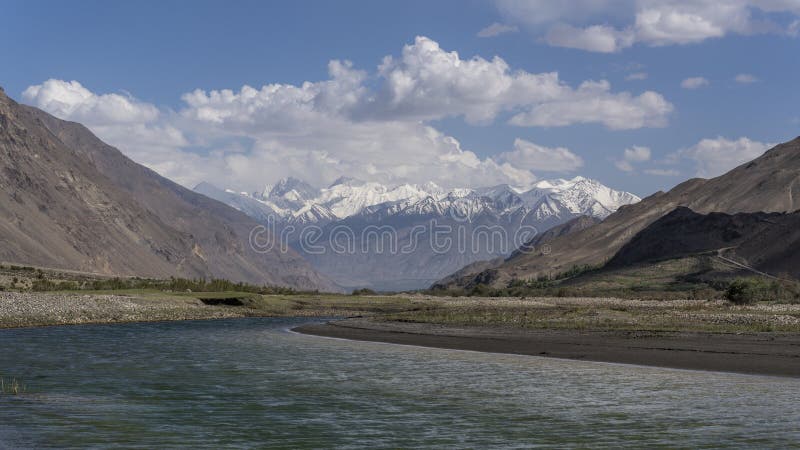 Panj River Mountains Wakhan Valley Stock Image - Image of hill ...