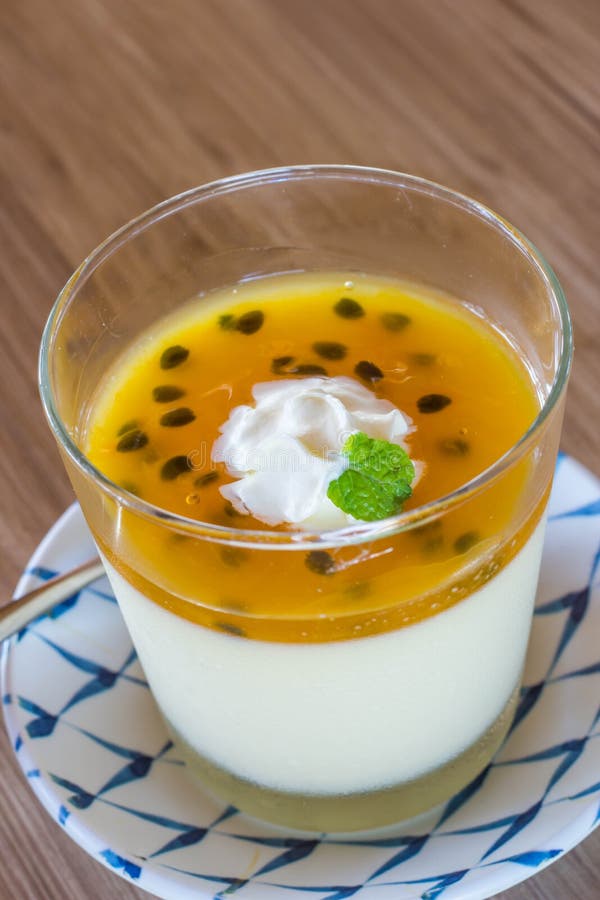 Panna Cotta with Passion Fruit Stock Photo - Image of cooked, dessert ...