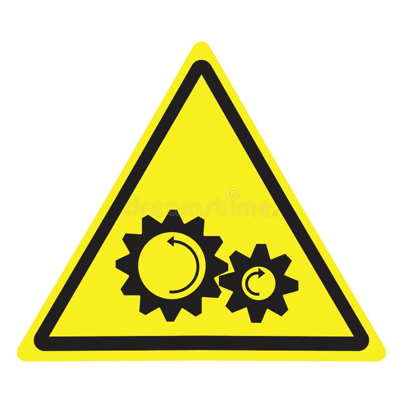 Panneau D'avertissement Avec Le Symbole De Risque De Pièces En Rotation ...