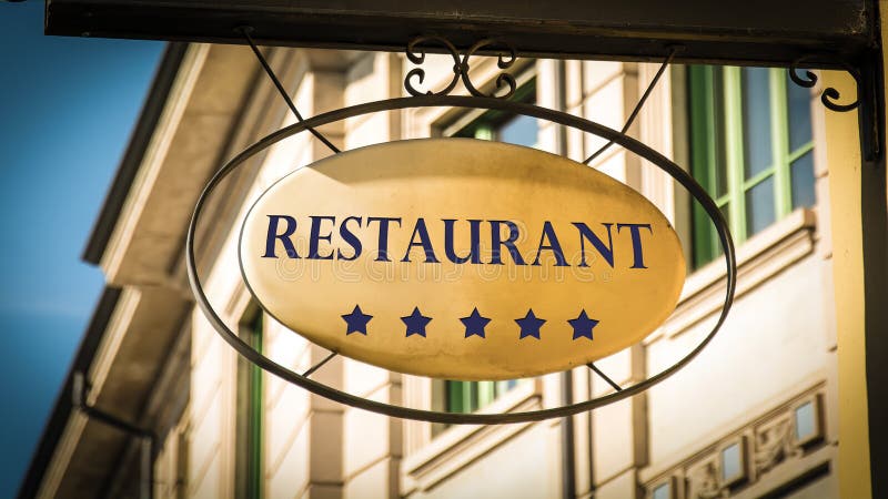 Panneau De Rue Au Restaurant Image stock - Image du rapide, manger ...