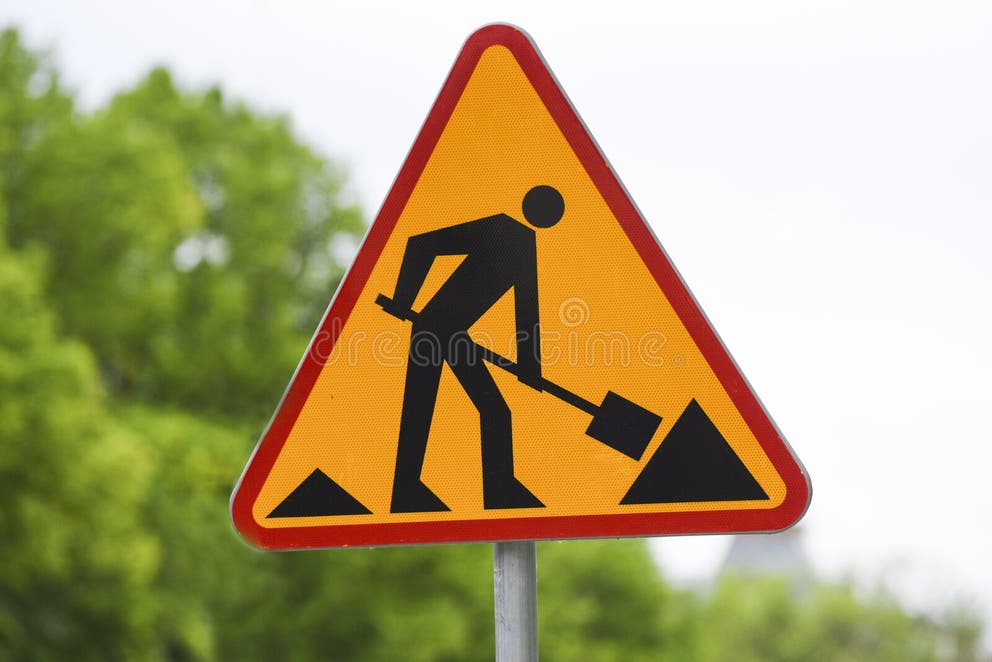 Panneau Indiquant Les Travaux Photo stock - Image du progrès, chaussée ...