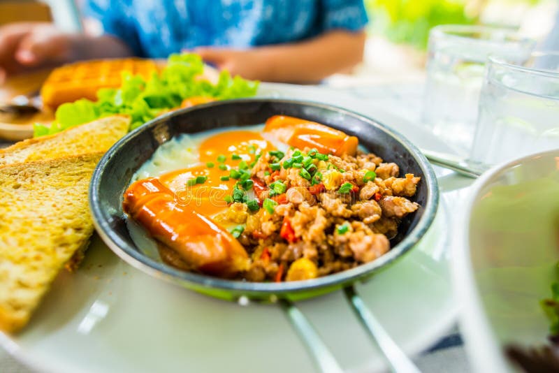 Panned egg on a white dish stock image. Image of diet - 263303557