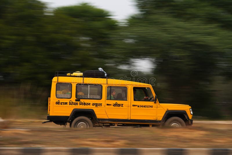 Panning Photography of a School Van Editorial Stock Image - Image of ...