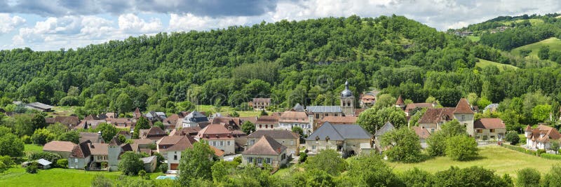 Panorama View of the Village of Cornac Lot Occitanie in Southern France ...
