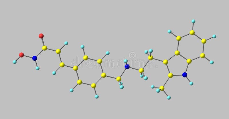 Molecular Structure of Panobinostat Isolated on Grey Stock Illustration ...