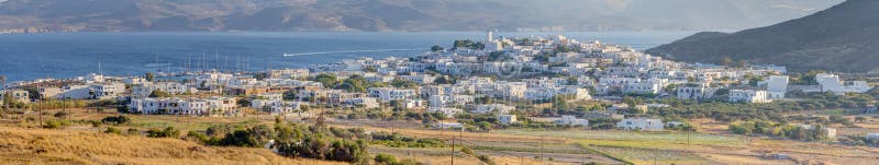 Panorama of Adamantas, Milos Island, Greece Stock Photo - Image of ...