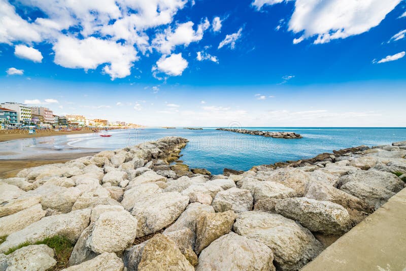 Panorama of the Adriatic Riviera in Romagna Stock Photo - Image of ...