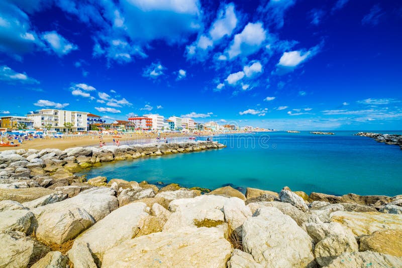 Panorama of the Adriatic Riviera in Romagna Stock Photo - Image of ...