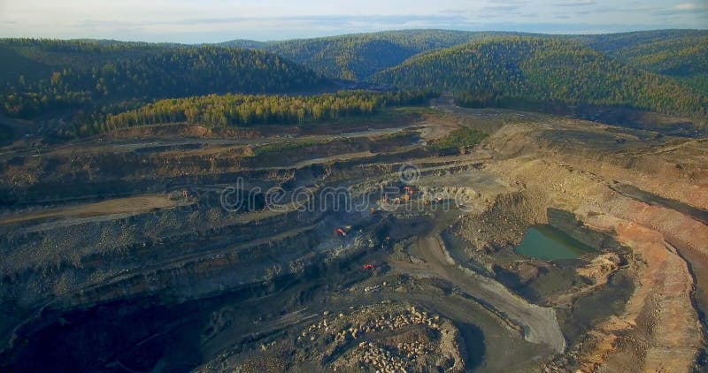 Panorama of the Aerial View Coal Mining in Summer Stock Footage - Video ...