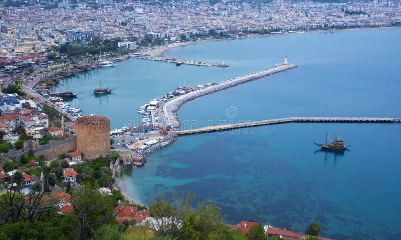 Panorama of Alanya, Turkey stock image. Image of mediterranean - 114734217