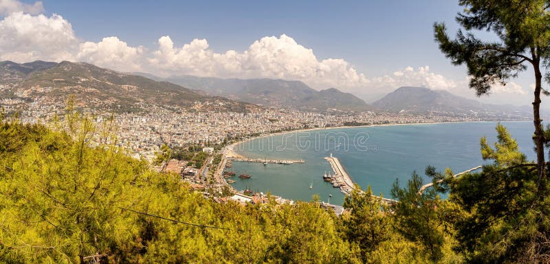 Panorama of Alanya Turkey - View from Fortress or Citadel Stock Photo ...