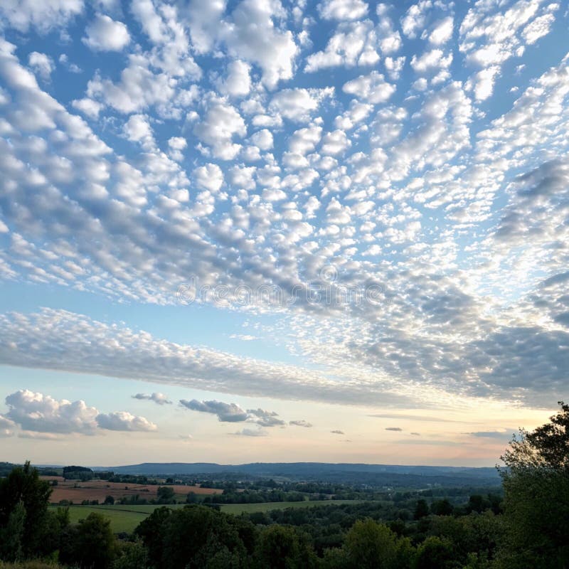 Panorama of Altocumulus Clouds in the Sky Stock Illustration ...