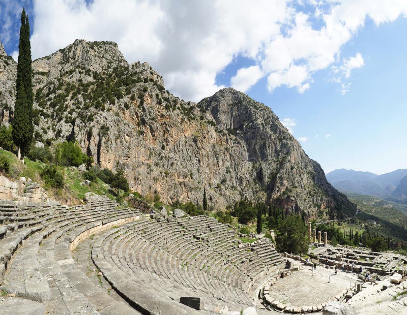 A Panorama of the Amphitheater and Mountains at the Delphi Oracle in ...
