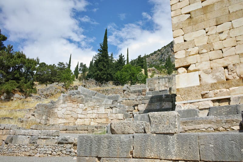 Panorama of Ancient Greek Archaeological Site of Delphi, Greece Stock ...