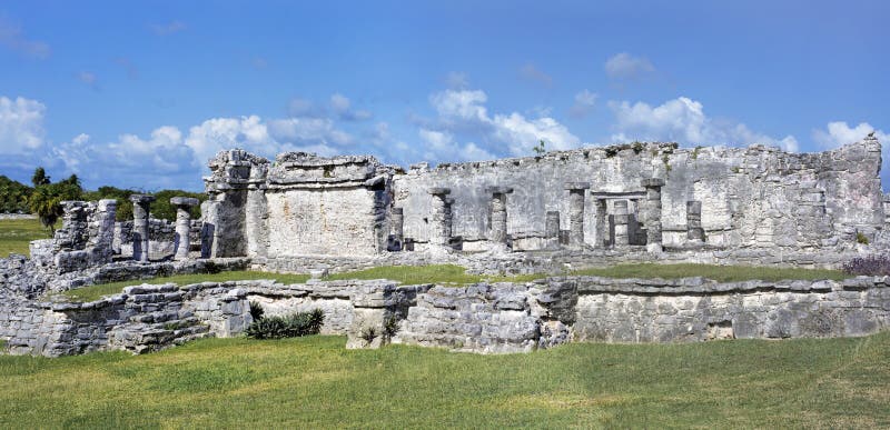 Panorama of the Ancient Mayan Buildings of Maya Civilization in Tulum ...