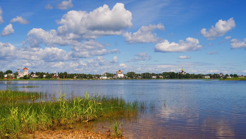 Panorama of Ancient Russian Town Kargopol Stock Image - Image of blue ...