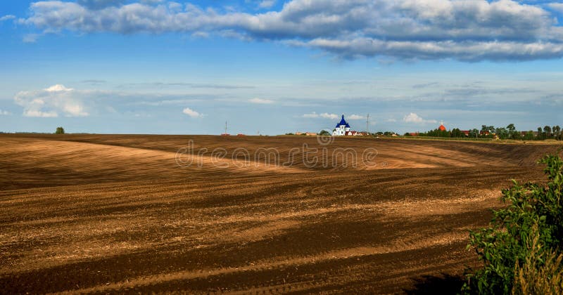 Panorama of Brown Arable Land Over Amazing Clouds Stock Image - Image ...