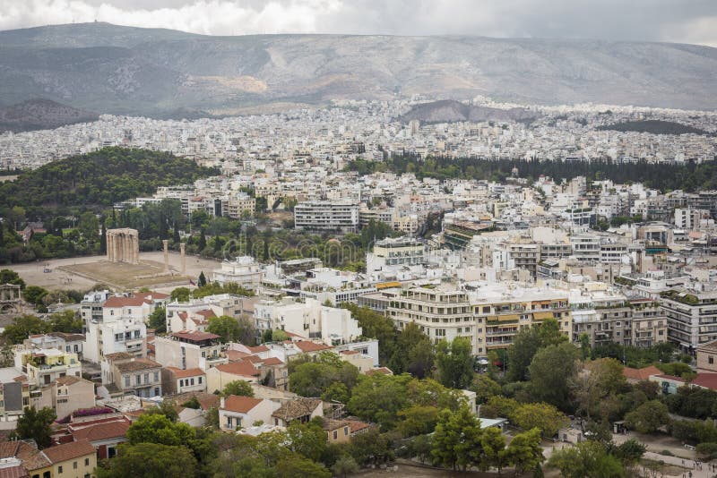 Panorama of Athens City, View from the Acropolis Hill Stock Image ...