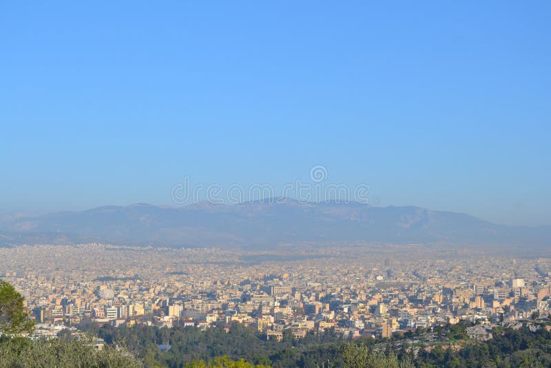 Panorama of Athens stock photo. Image of cityscape, background - 72891434