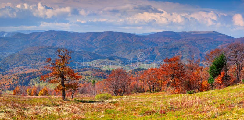 Panorama of Autumn Mountains Stock Image - Image of beautiful, outdoor ...