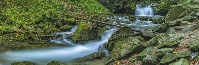Panorama of Autumn Waterfalls Stock Image - Image of refresh, path ...
