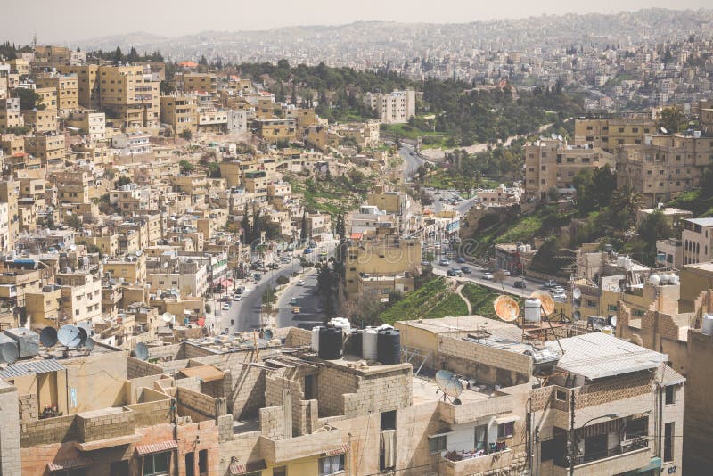 Panorama Av Staden Av Amman, Jordanien Fotografering för Bildbyråer ...